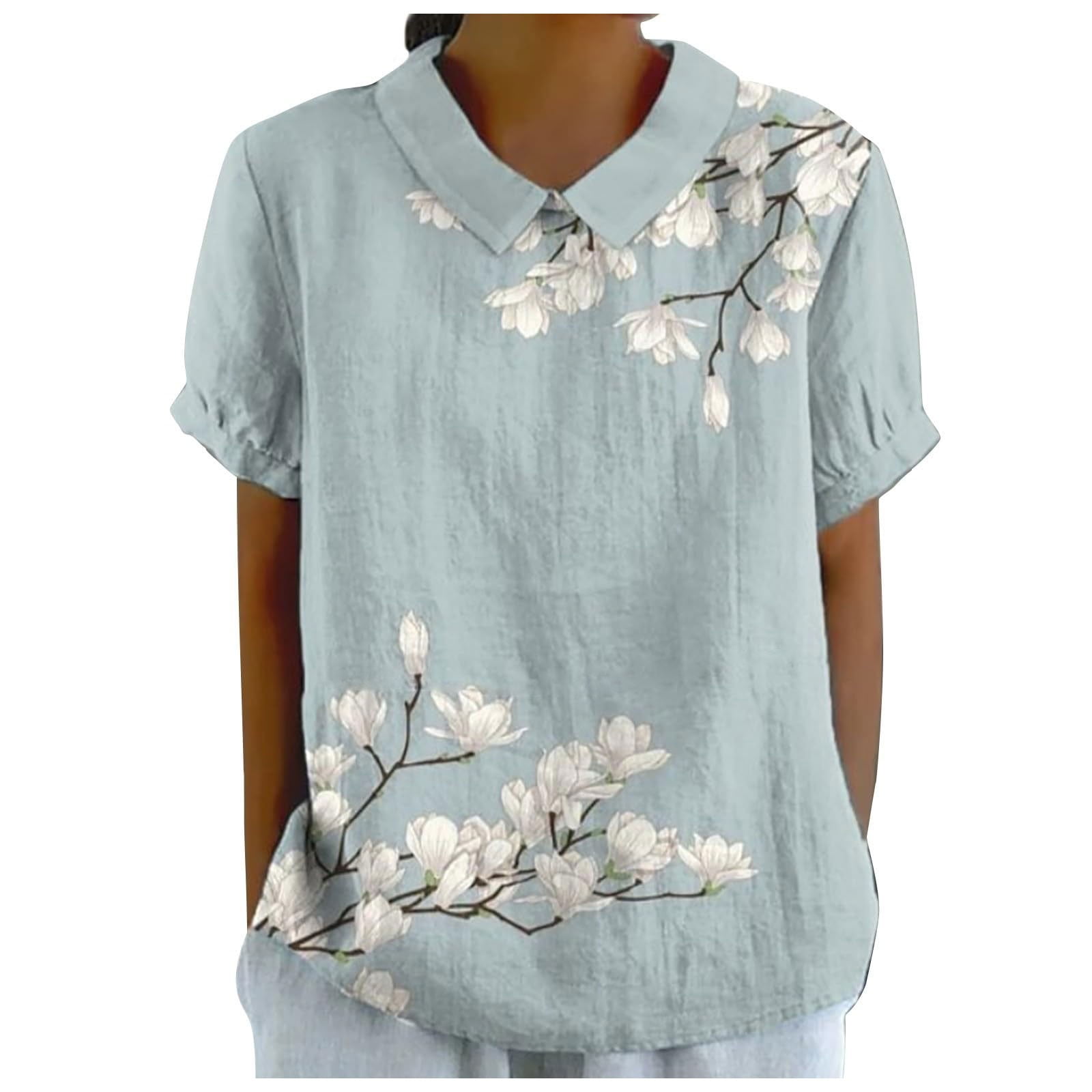 Click here for Ydlcafd T Shirt Summer Ladies Elegant Lapel Crewne... prices