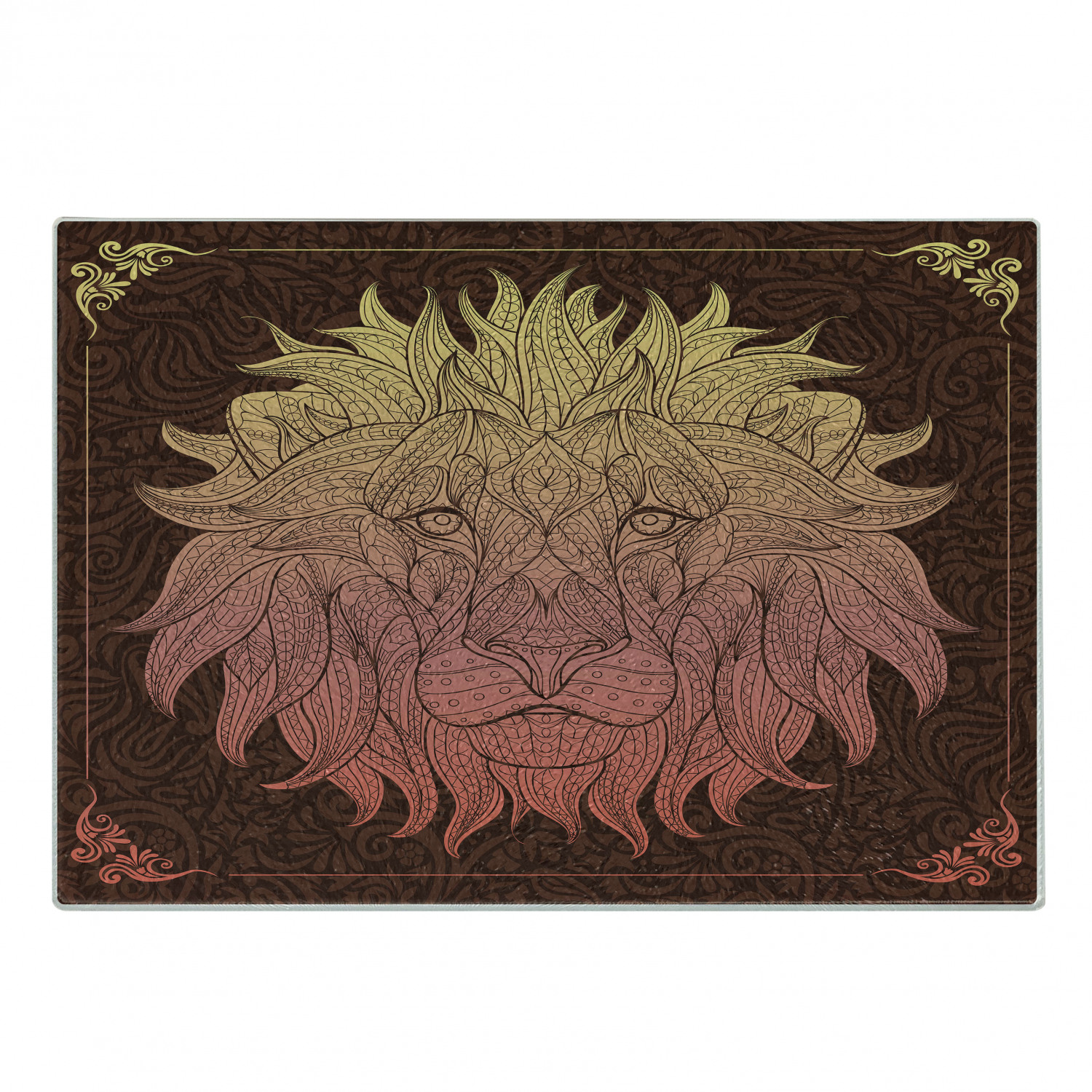Safari Cutting Board, Patterned Ornate Lion Head with Digital Featuring ...