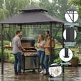 Aprafie 8 x 5 ft BBQ Grill Gazebo, Double Tier Patio Canopy with Side ...