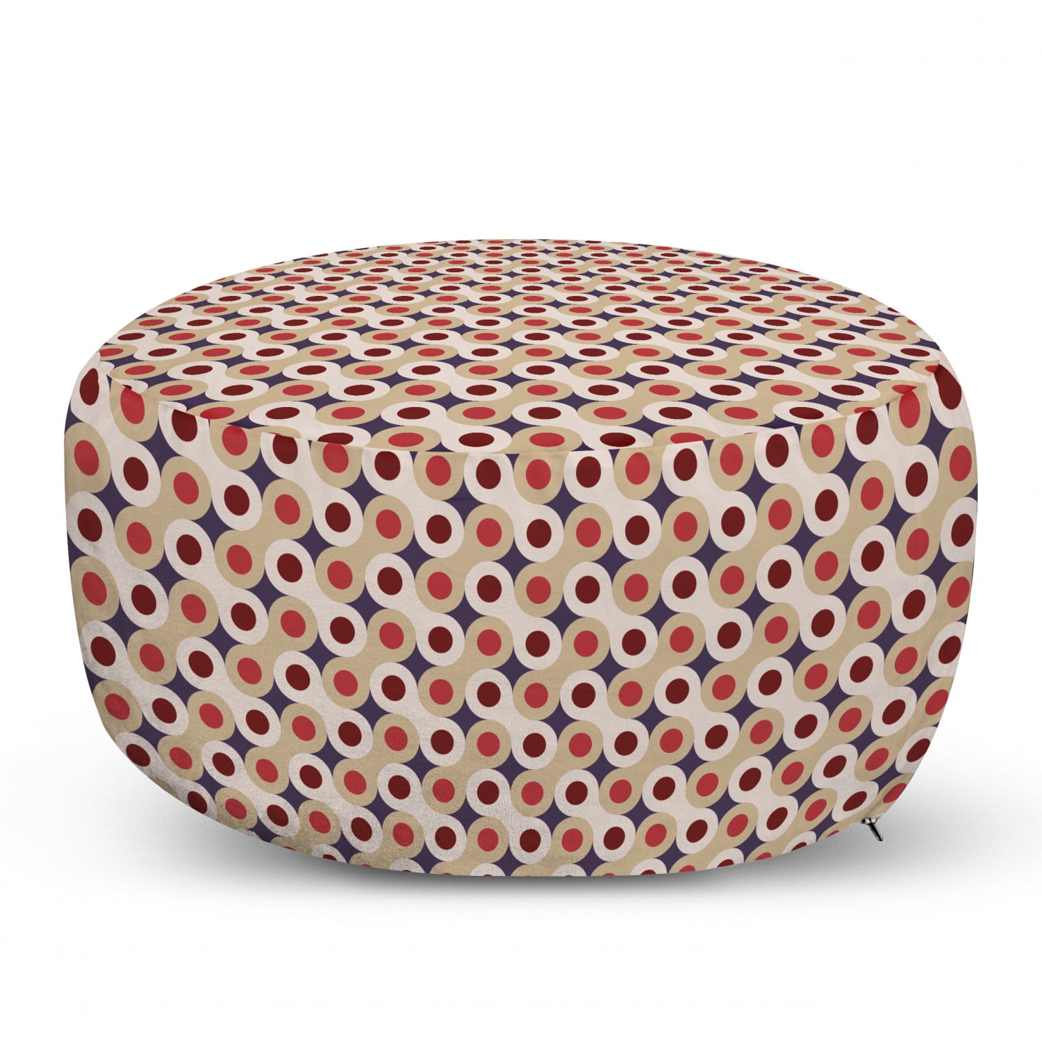 Geometric Pouf Cover with Zipper, Abstract Disc Shaped Circle Motif ...