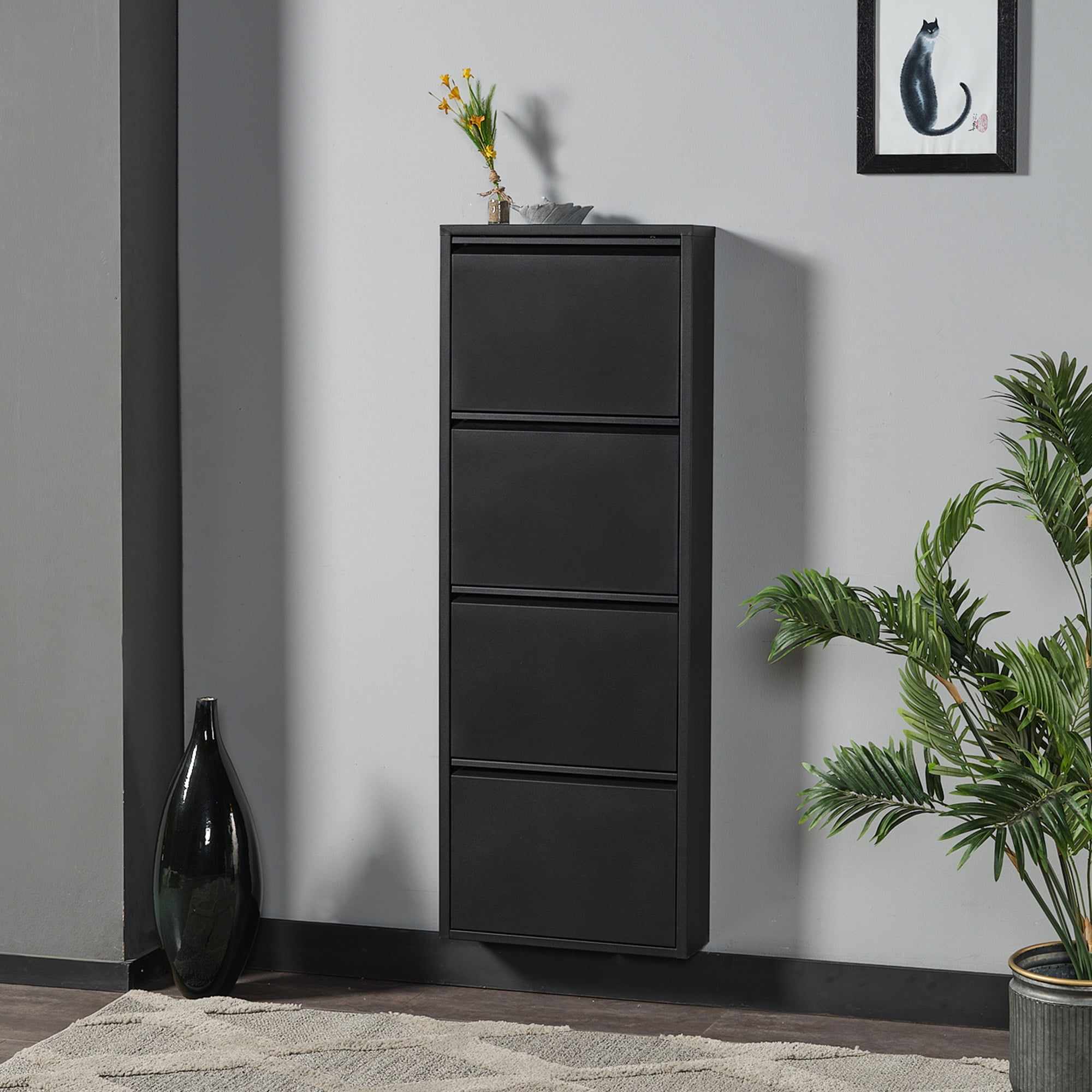 Flip Drawer Shoe Cabinet, Storage Organizer, Freestanding Shoe Rack ...