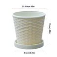 Imitation Bamboos Woven Texture Round Plastic Flower Pot for Home ...