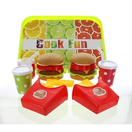 GiftExpress Double Cheeseburger - Hamburger Fast Food Pretend Play Set ...
