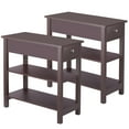 ZENY Living Room Wood Side Table Set of 2, Three-Tier Nightstands for ...