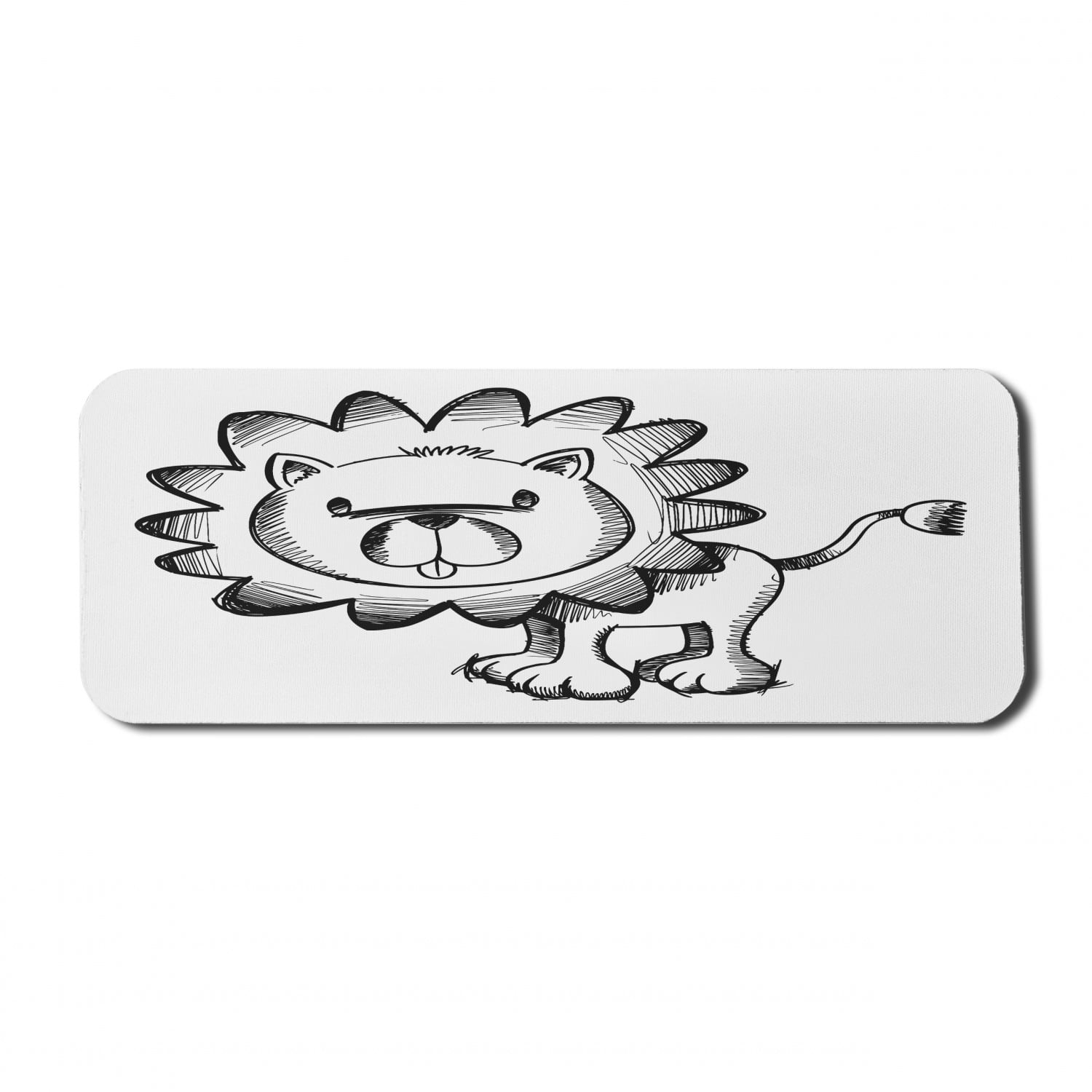 Cartoon Computer Mouse Pad, Sketchy Baby Lion Wildlife Character Safari ...