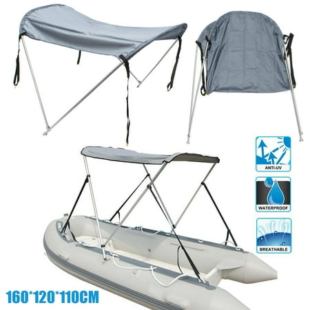 160x120x110cm Foldable Boat Bimini Top Canopy Cover Bikini 2 Bow Clips ...