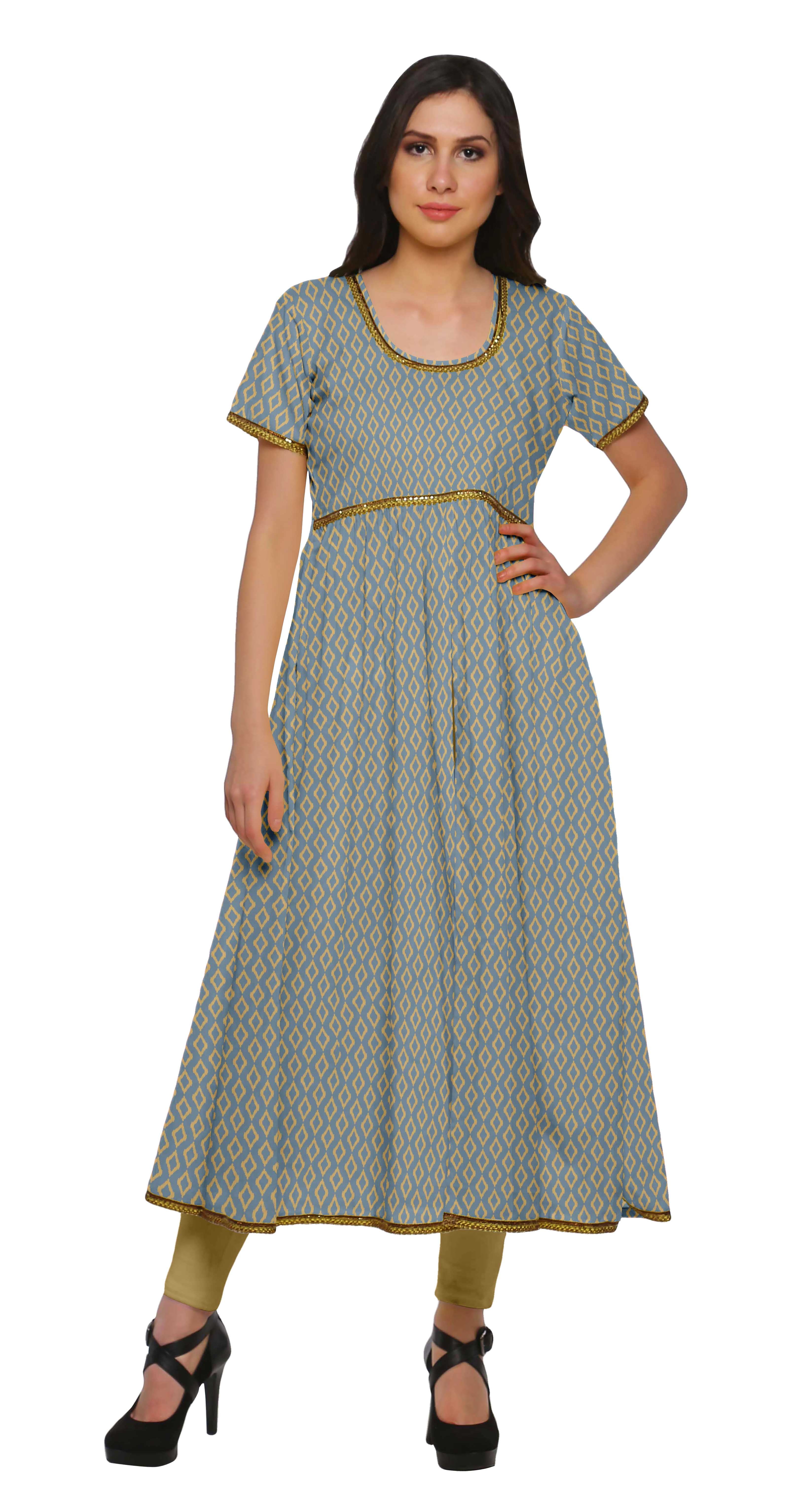 Moomaya Indian Women Cotton Front Slit Kurtis Printed Long Kurti Ethnic ...