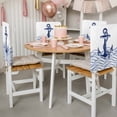 Blue White Anchor Chair Back Covers Set of 6 Nautical Navy Blue Ocean ...