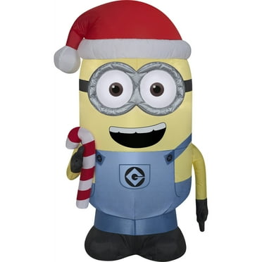 Airblown Inflatables 11 Ft. Minion Kevin with Candy Cane and Santa Hat ...