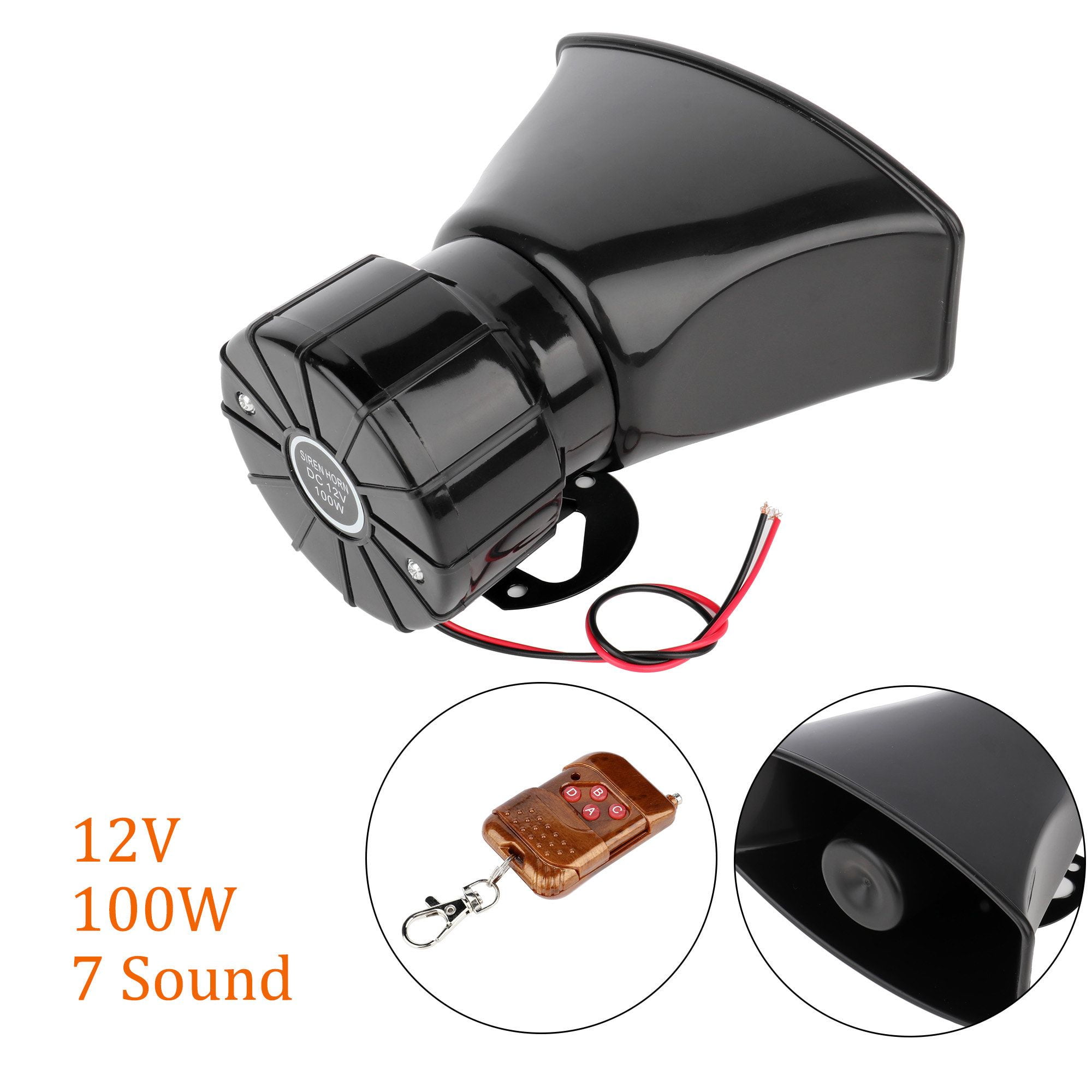 SCITOO Car Warning Alarm Siren PA Speaker Horn System12V 105db, Easy to ...