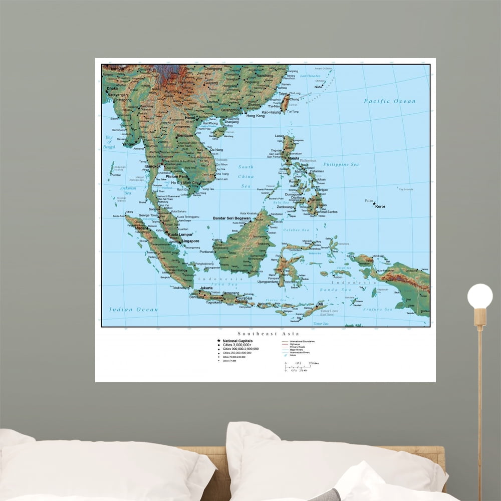 Map Southeast Asia Wall Mural Decal Sticker, Wallmonkeys Peel & Stick ...