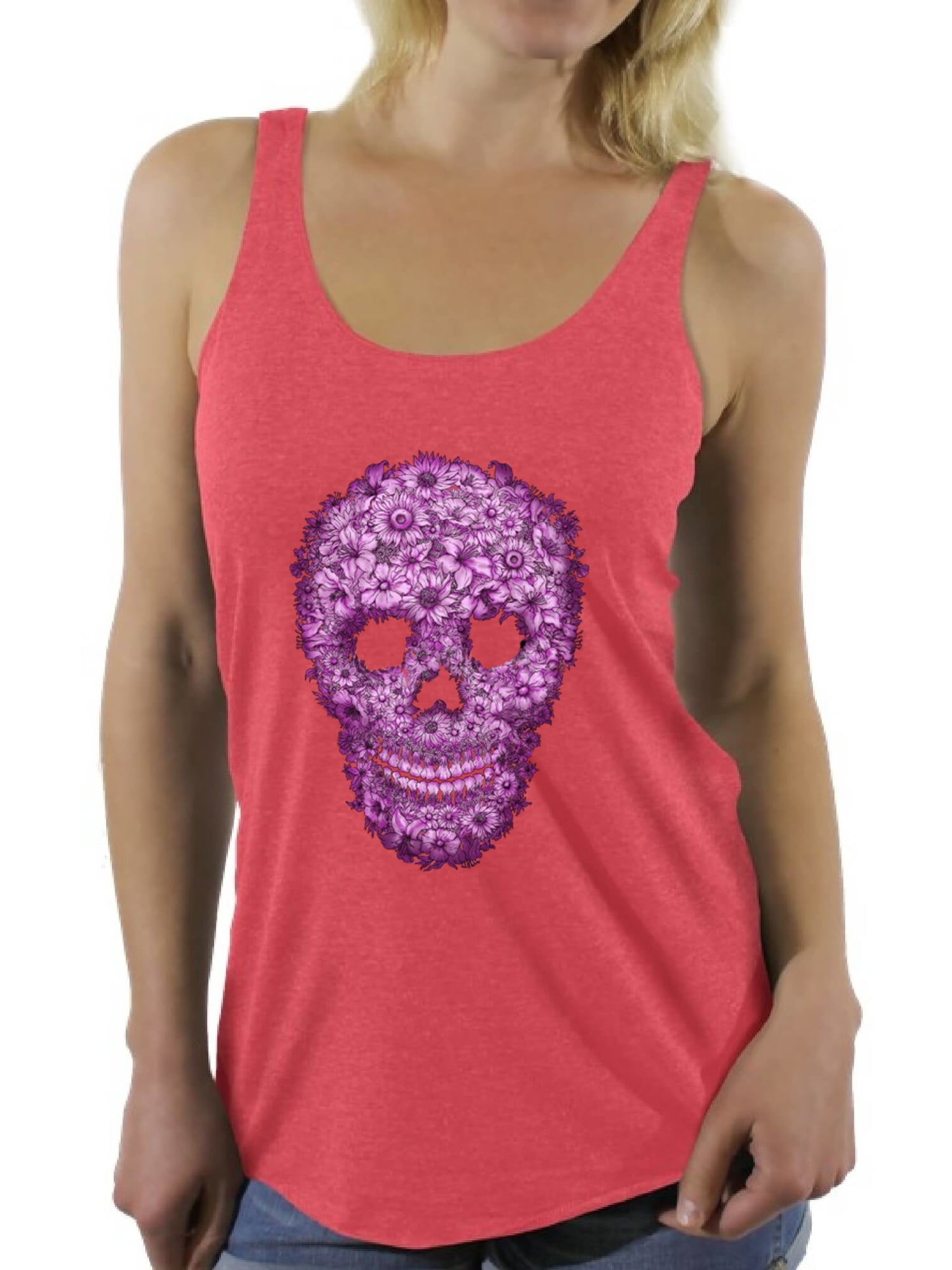 Awkward Styles Flower Skull Racerback Tank Top Floral Sugar Skull Tank ...