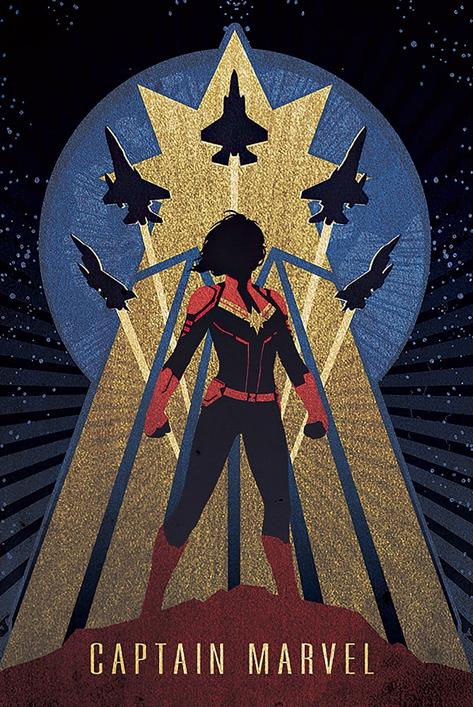 Captain Marvel - Marvel Comics Poster (Art Deco Design) (Size: 24" X 36 ...