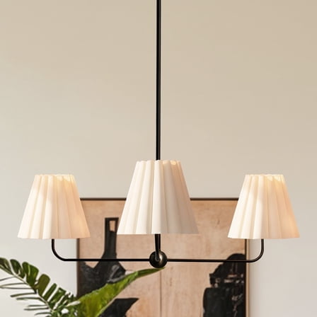 Classic Brass Chandelier with White Linen Shade, 36 Inch Chandelier ...