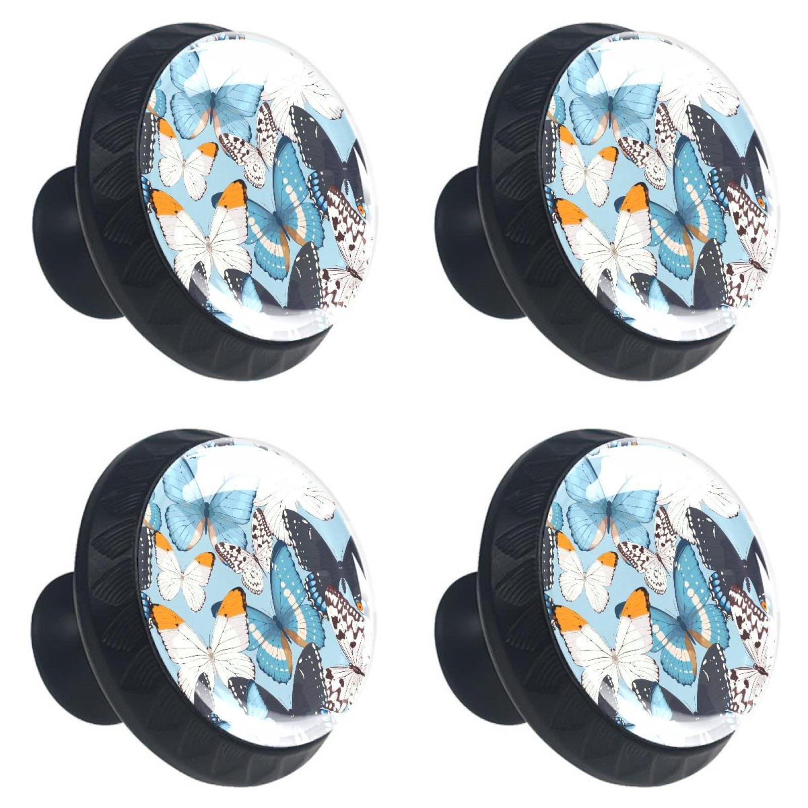 4 Pcs Colorful Butterflies Knobs for Kitchen Cabinet Cupboard Dresser ...