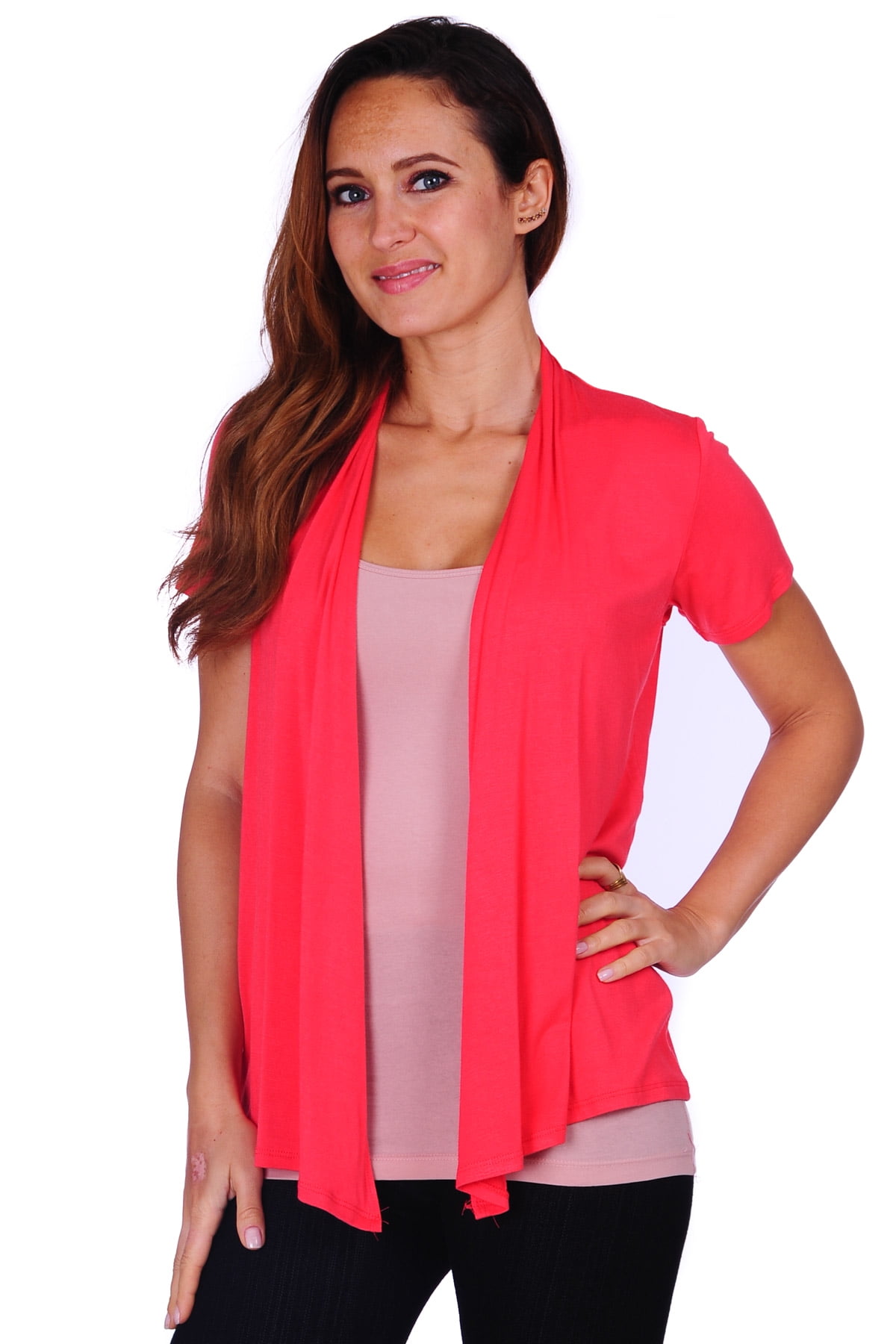 Simply Ravishing Women's Basic Short Sleeve Hip Length Open Drape ...