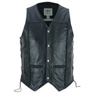 Maxam Medium Buffalo Leather Motorcycle Vest for Men - Stylish, Fuel ...