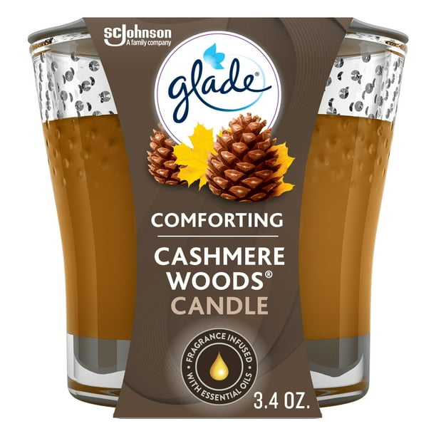 Glade Scented Candle Jar, Cashmere Woods, Fragrance Infused with ...