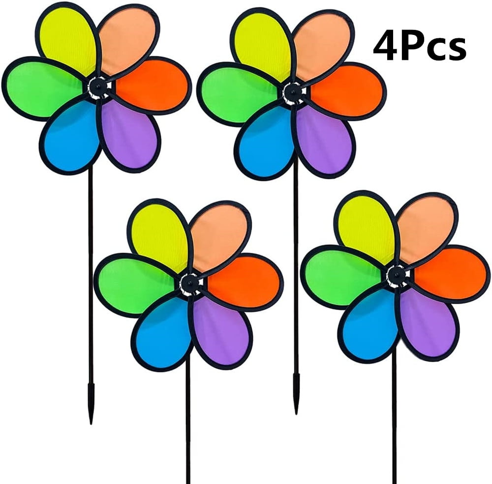 4Pcs Wind Spinners Flower Spinners Colorful Wind Spinners for Lawn ...