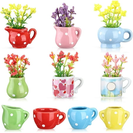 10 Pieces Fridge Magnet Mini Artificial Plants Decorative Magnets ...