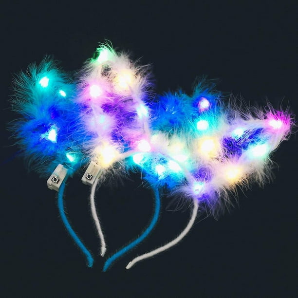 Earent LED Rabbit Ears Headbands Light Up Bunny Headband Luminous 4 Led ...
