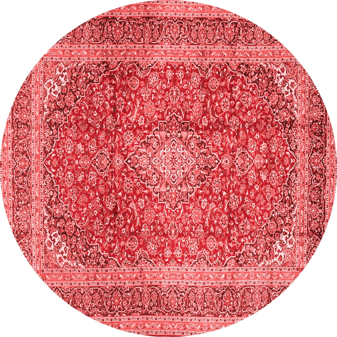 Ahgly Company Indoor Round Medallion Red Traditional Area Rugs, 8 ...