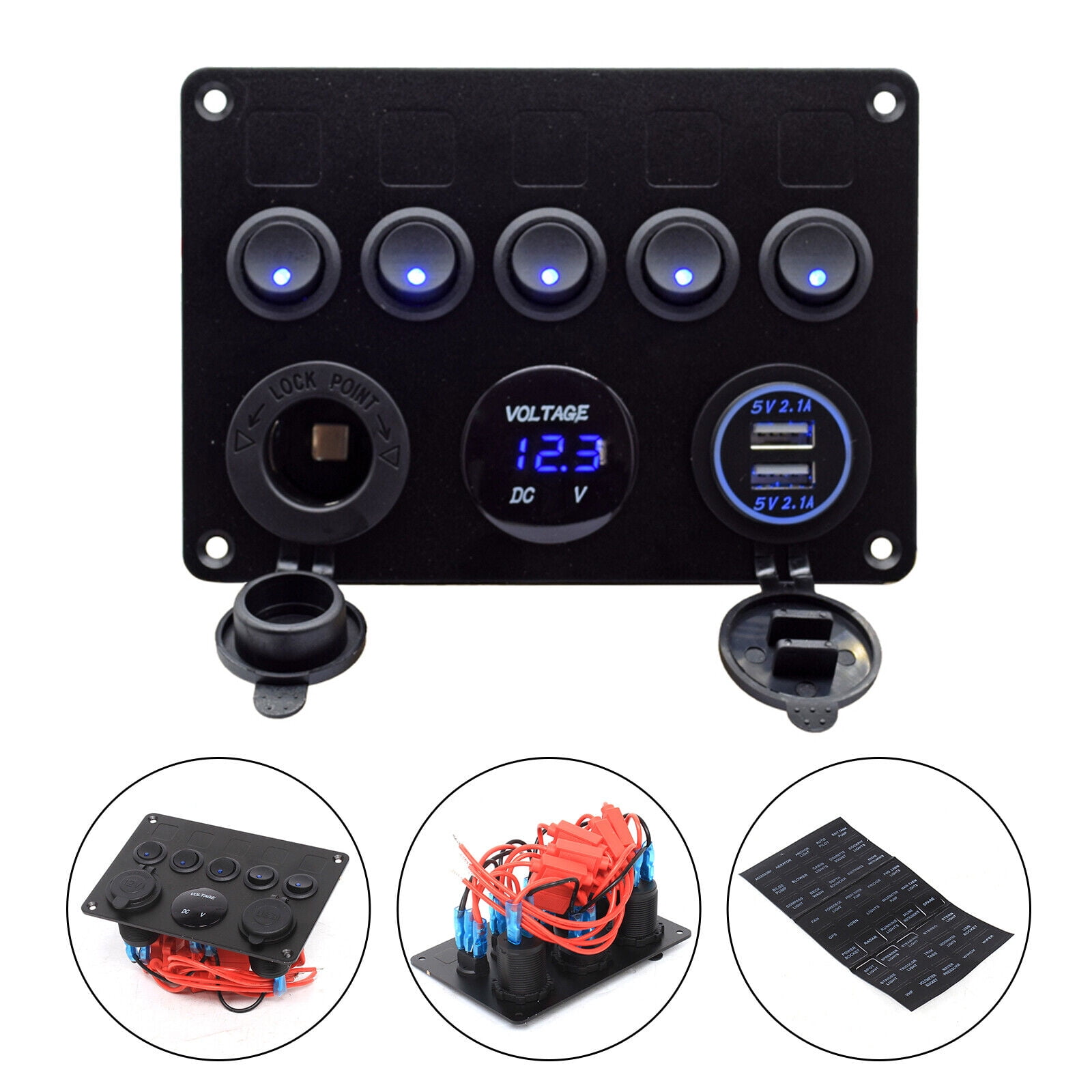 DENEST Blue LED Rocker Switch Panel Waterproof Circuit Breakers For Car ...