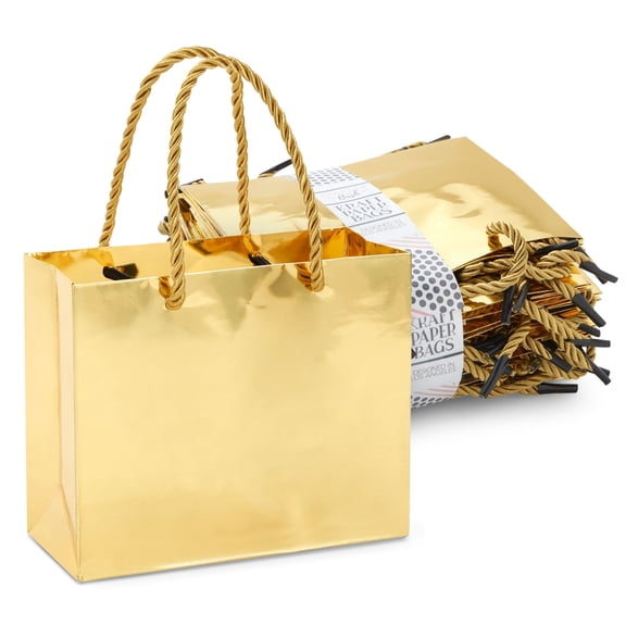 Efavormart 12 Pack Gold Foil Paper Gift Bags with Handles For Party ...