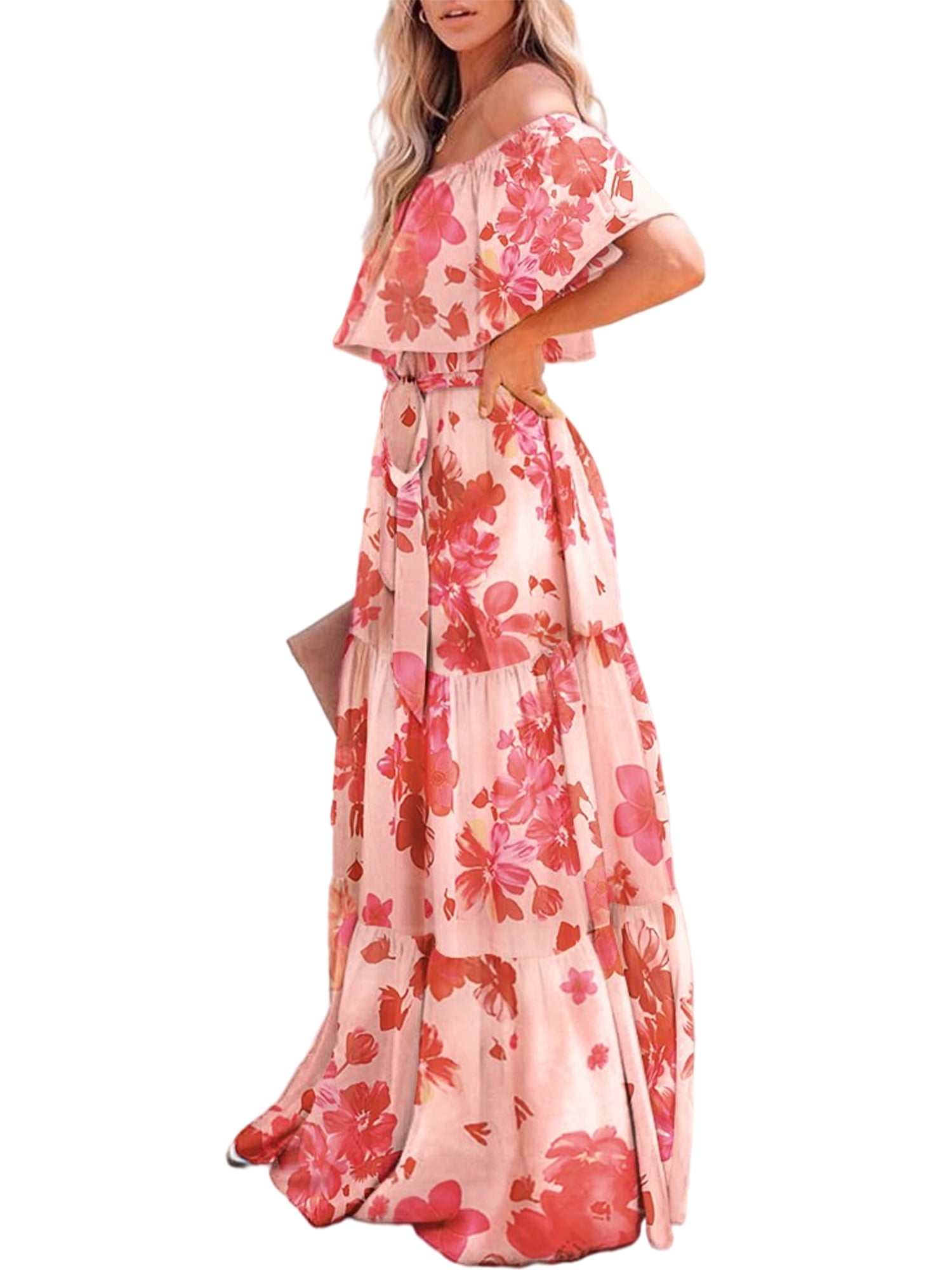 Niuer Women Maxi Dresses Floral Print Summer Beach Sundress Short