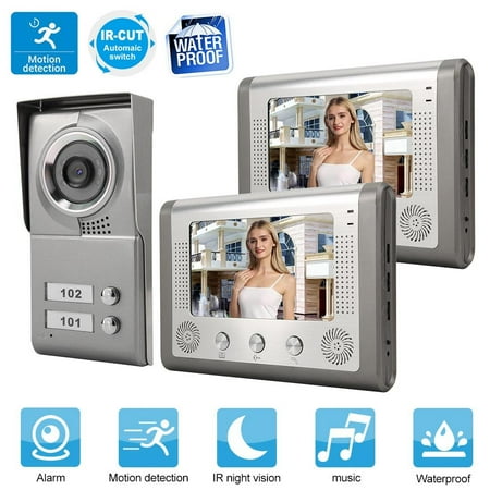 Cergrey Apartment 2 Units Wired Video Door Audio Visual Intercom System ...