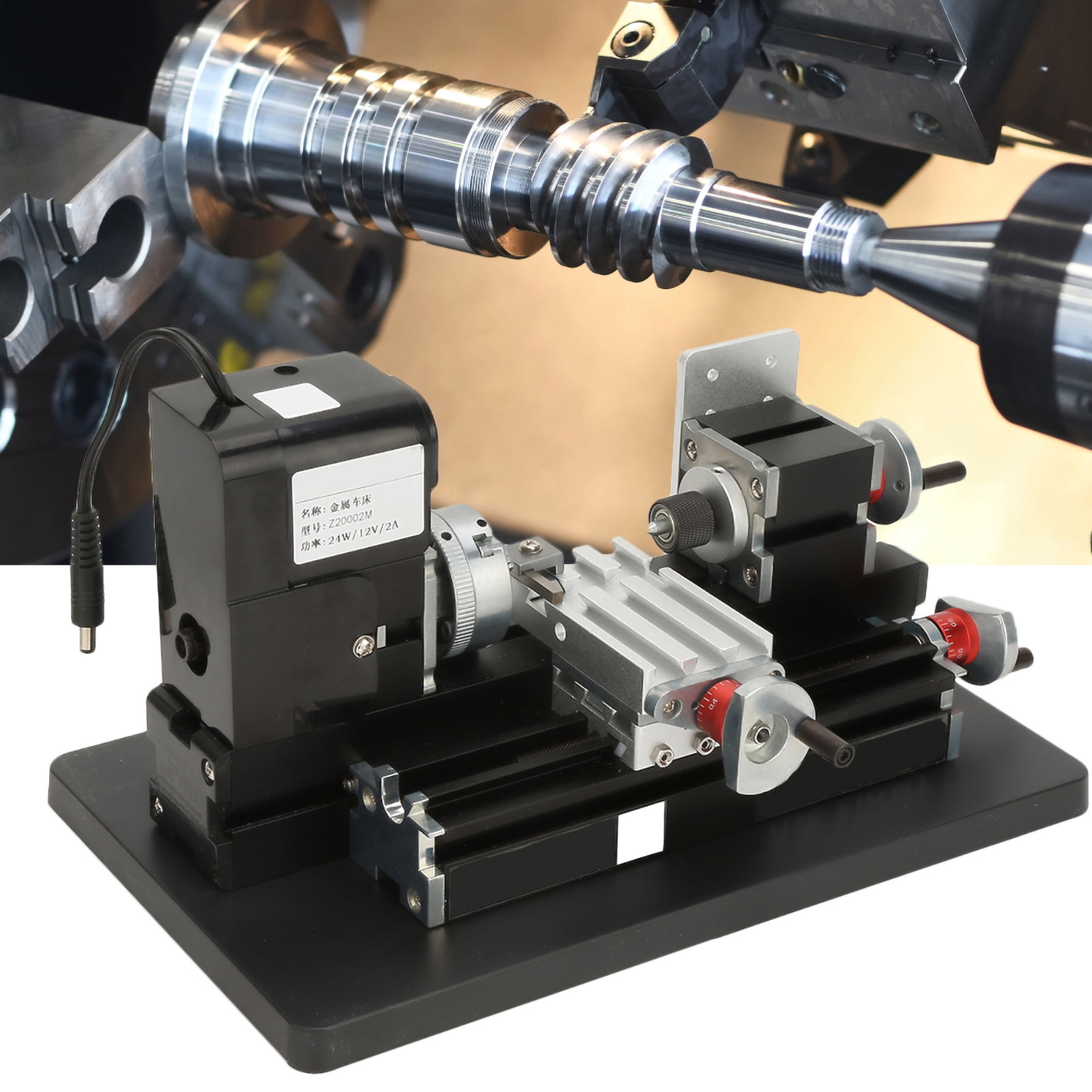Mini Torno de Metal de 24 W, Herramienta de Torno de Alta Precisión Con ...