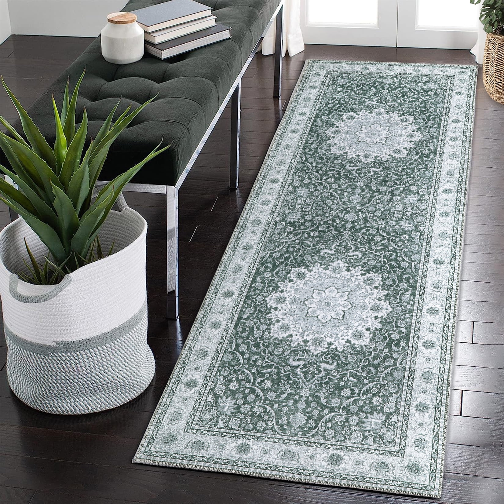 GlowSol 2' x 6' Kitchen Runner Rug Vintage Persian Runner Rug Floral ...