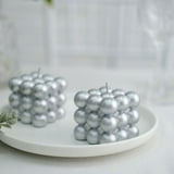 Efavormart 2 Pack | Shiny Metallic Silver 2" Bubble Cube Paraffin Wax ...