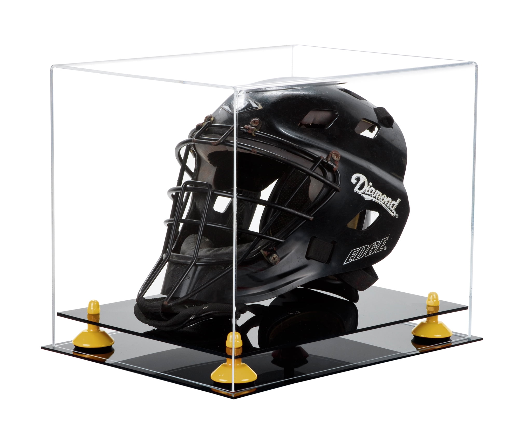 Clear Acrylic Catchers Helmet Display Case with Yellow Risers (A002-YR ...