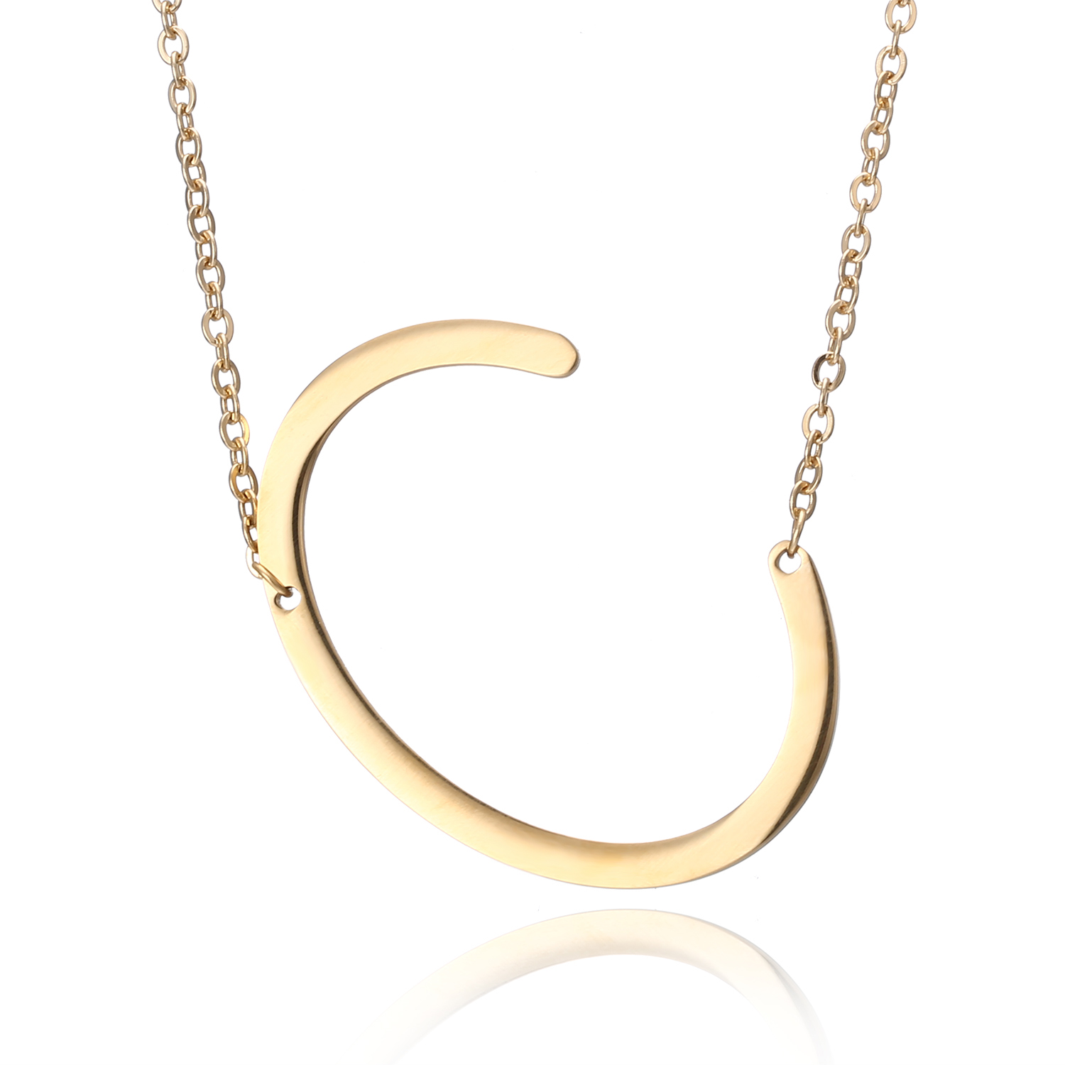 Rinhoo Sideways Large Initial Necklace Gold Big Letter Script Name
