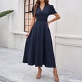 Aellinatey Women's pleated dress, business casual short-sleeved A-line ...