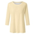 Unir Women's Light Yellow 3/4 Sleeve Top, Casual Crew Neck Loose Fit ...
