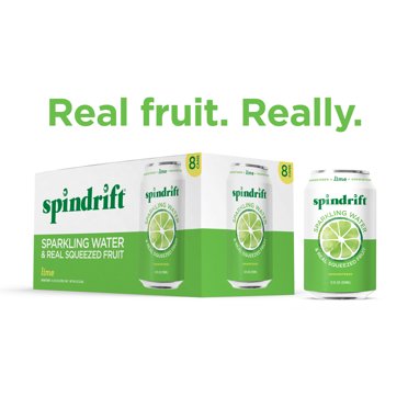 Spindrift Sparkling Water, Lemon Flavored, Made with Real Squeezed Fruit, 12 Fl Oz Cans, Pack of ...