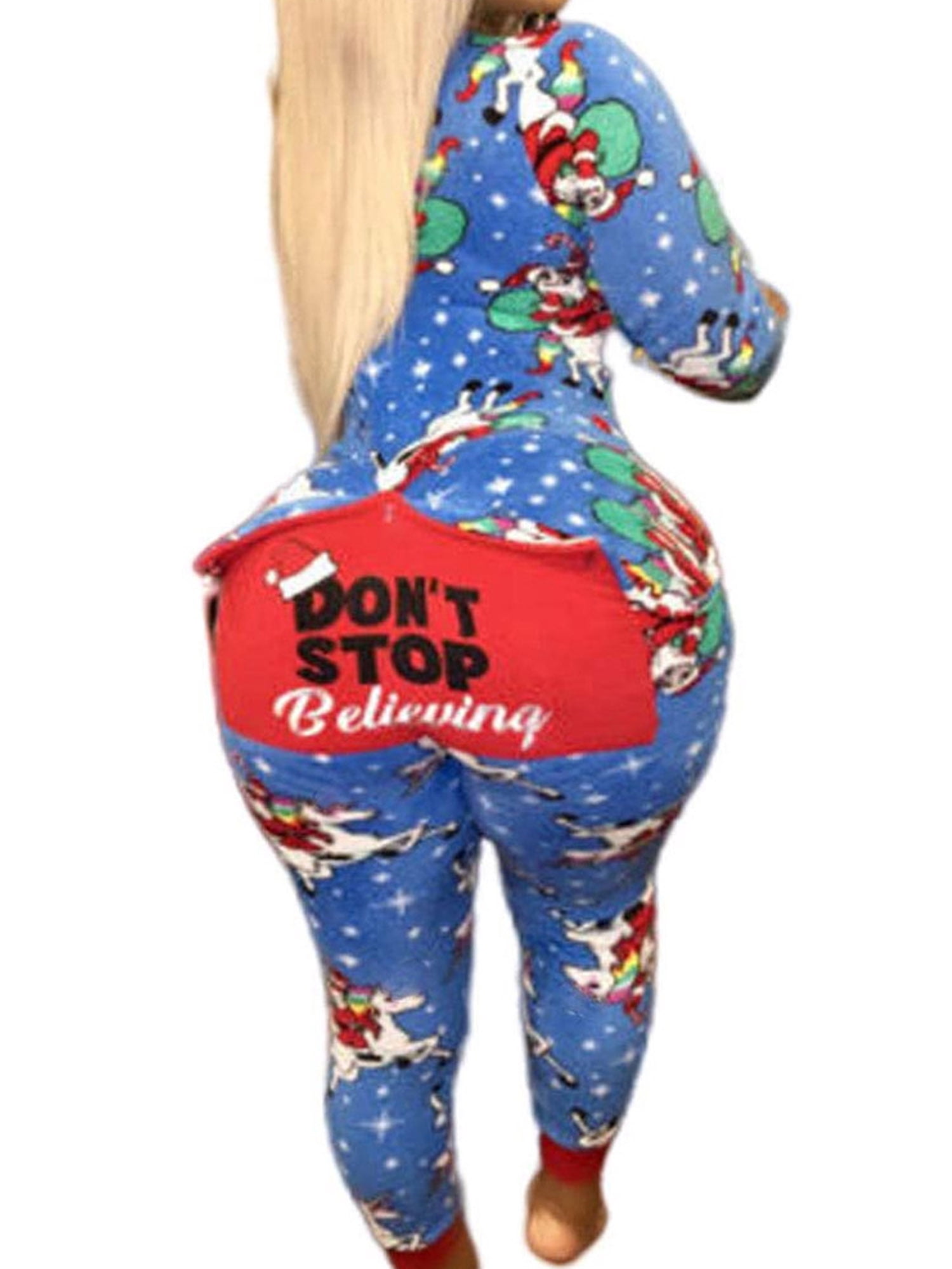 Caitzr Womens Sexy Onesie Pajamas Long Sleeve V Neck Bodycon
