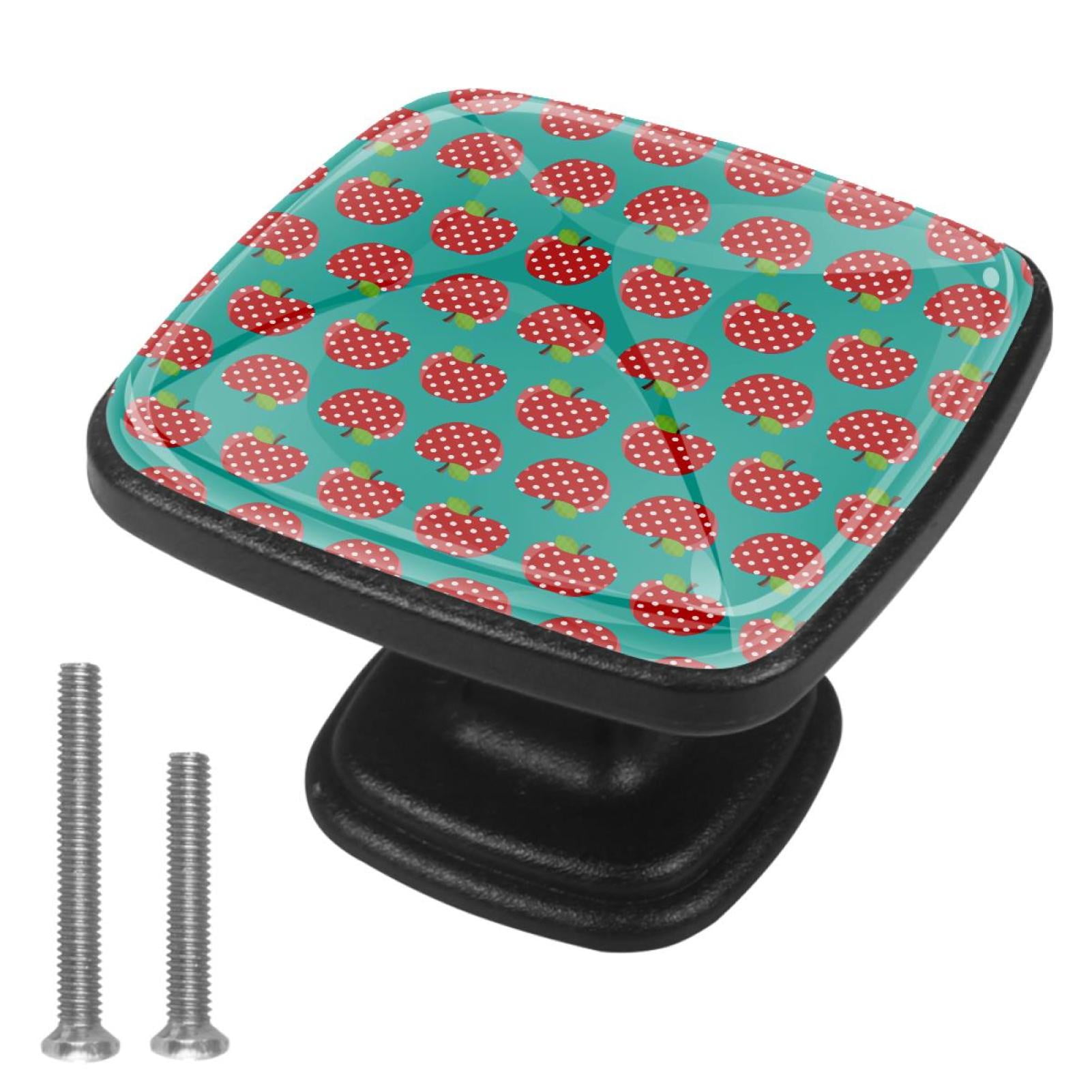 4 Pcs Cabinet Handle Drawer Pulls Cartoon Red Fruit Knobs with Screws ...