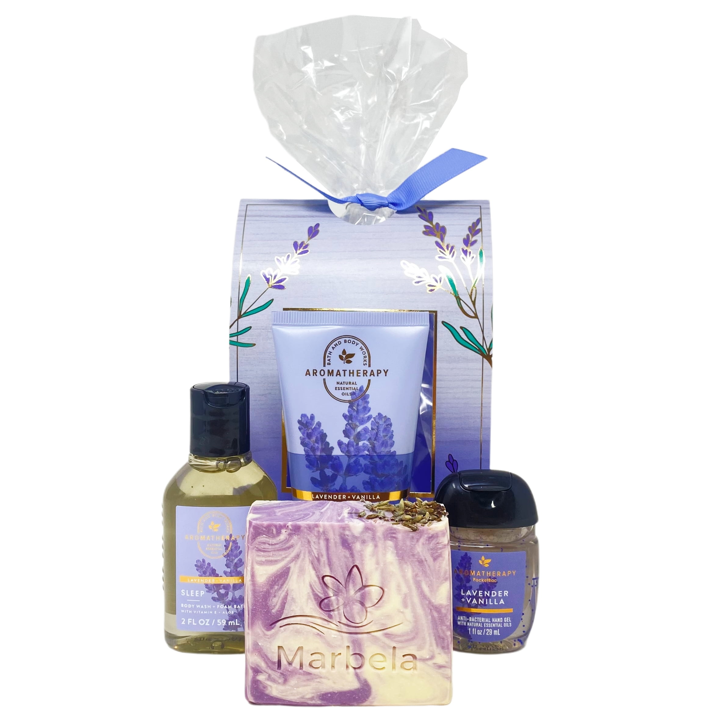 Bath & Body Works Aromatherapy Sleep Lavender + Vanilla Mini Gift Set with Marbela Soap ...
