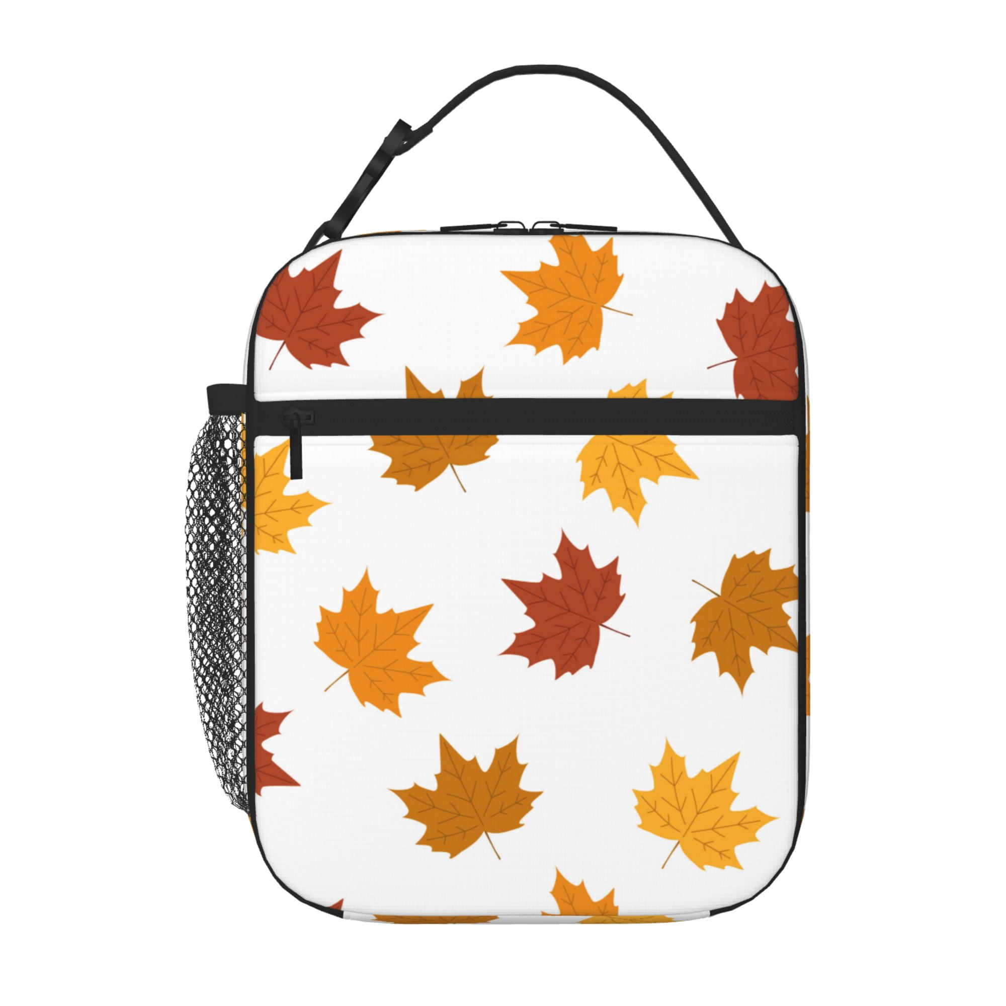 TEQUAN Portable Lunch Bag, Thanksgiving Falling Leaves Pattern Reusable ...