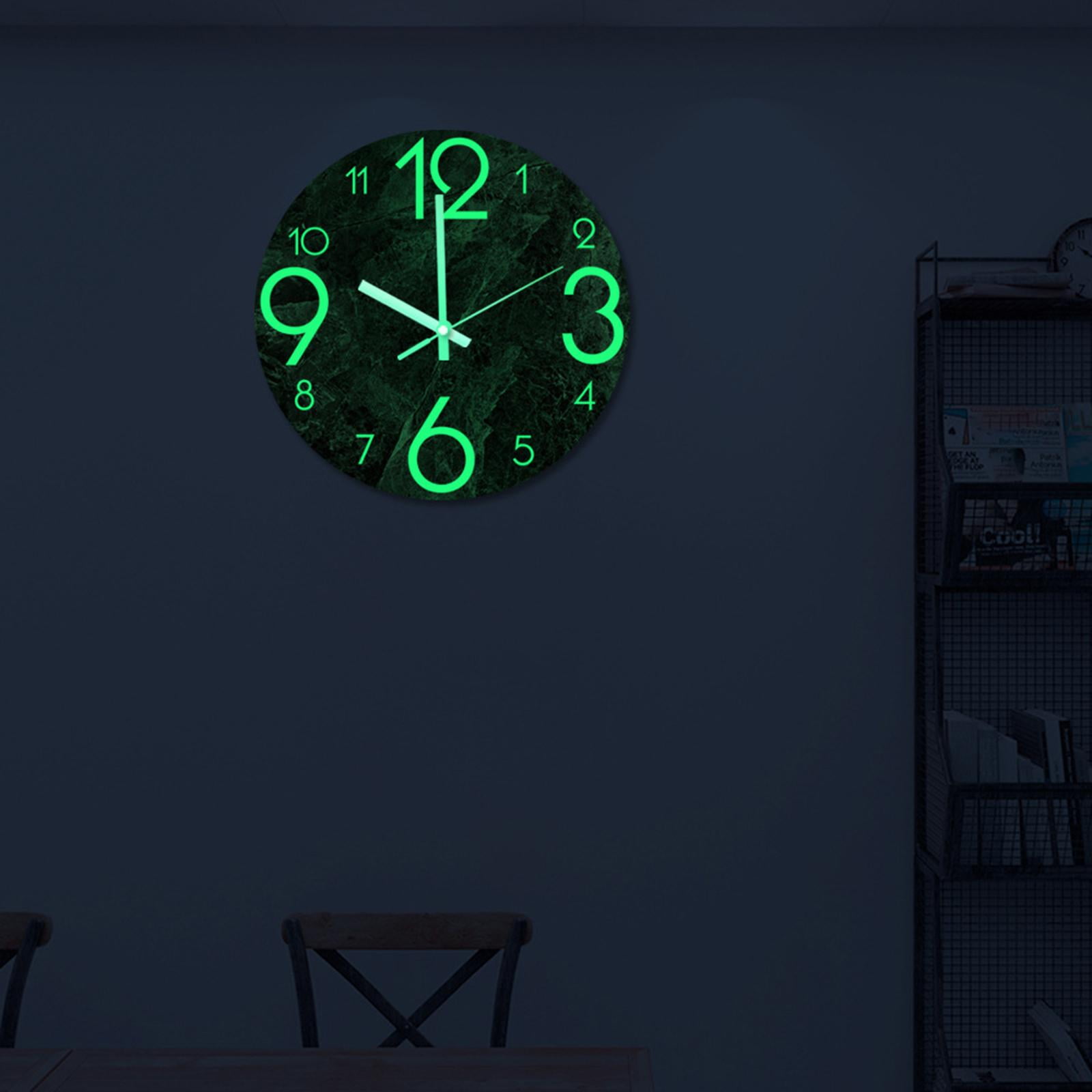 Luminous Wall Clocks '' Non-Ticking Silent Marble Clock with Night ...