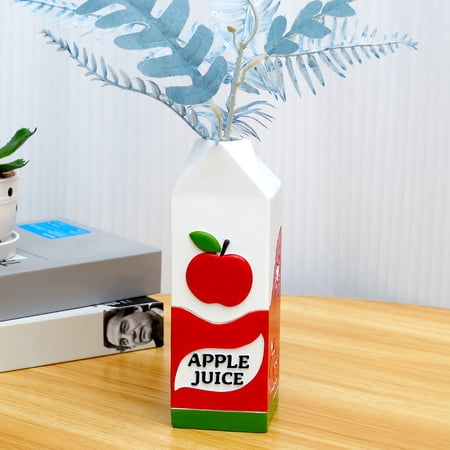 Flower Vase Creative Vintage Juice Box Shape Vase Decorative Colorful ...