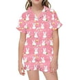 BJUTIR Girls Pajamas Set Fashion Easter Printed Button Down Lapel Short ...