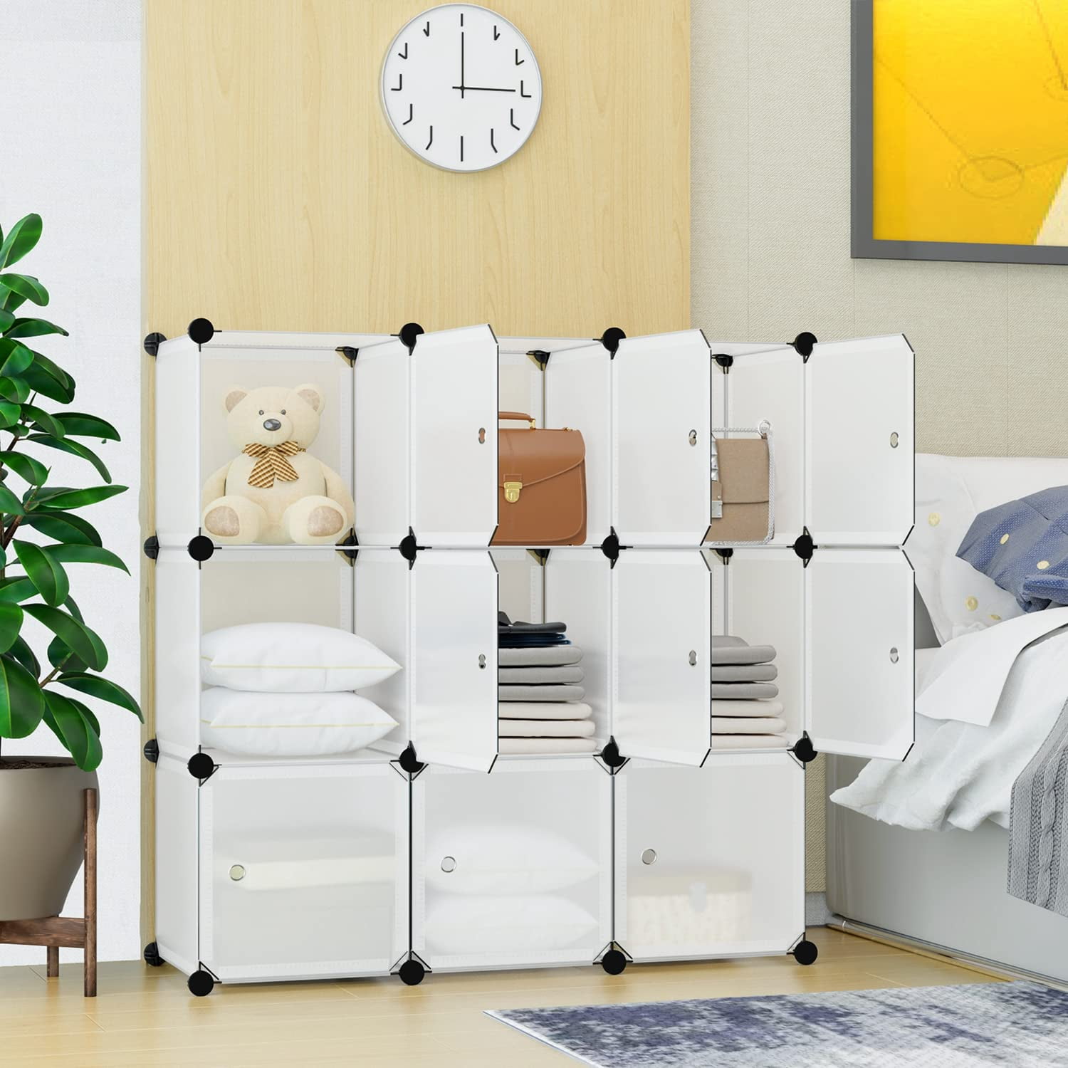 9-Cube Closet Organizer, Plastic Modular Cube Storage Shelves Rack ...