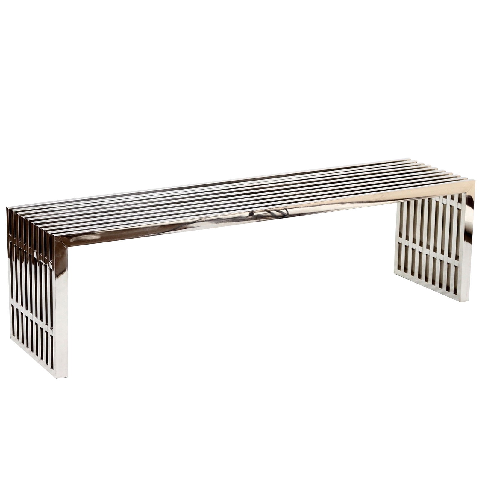 Modern Contemporary Living Room Large Metal Bench Silver - Walmart.com