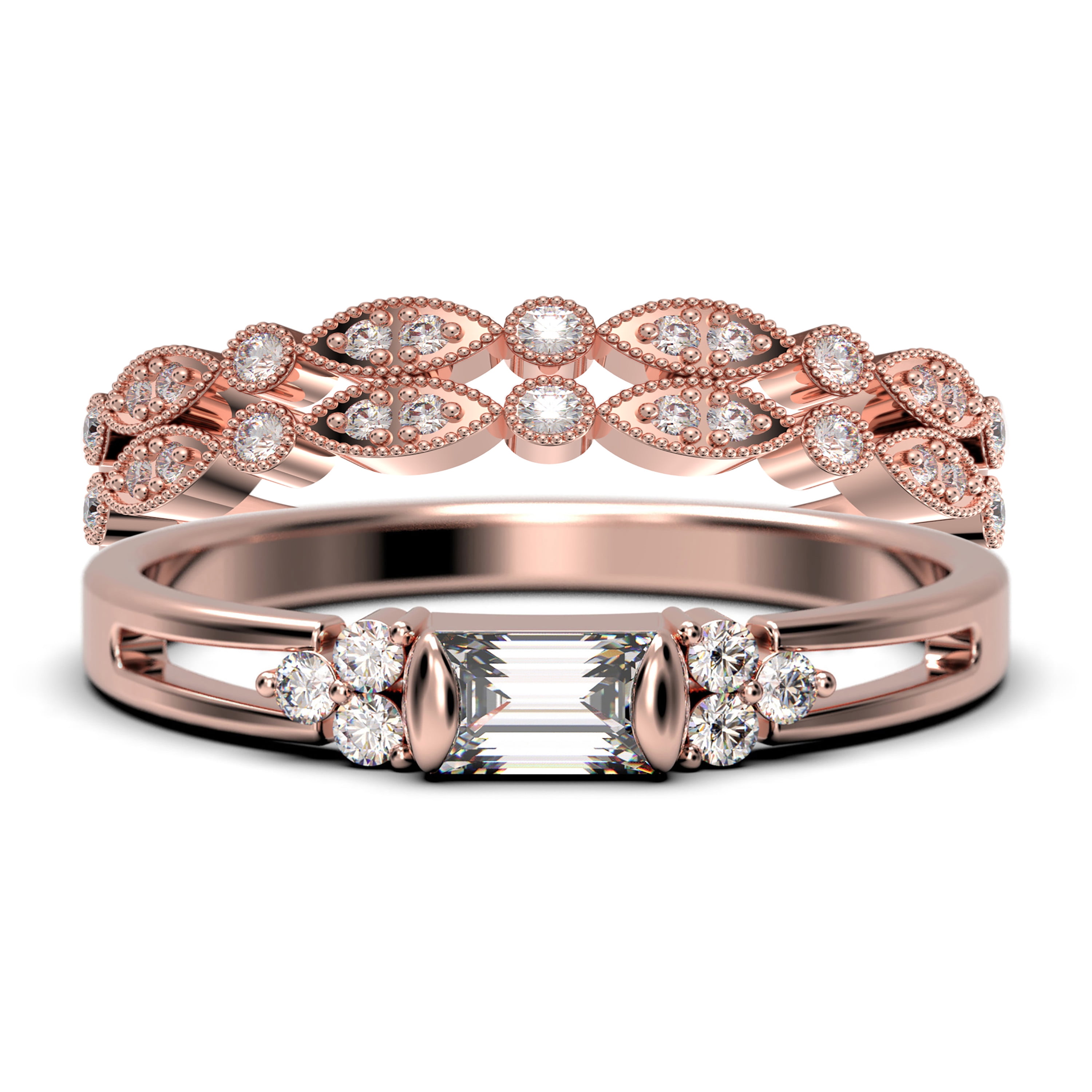 Classic Minimalist 2.00 Carat Baguette Cut Diamond Moissanite ...