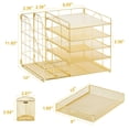 Desktop Organizer Gold 2p with File Holder, 5-Tier Paper Letter Tray ...