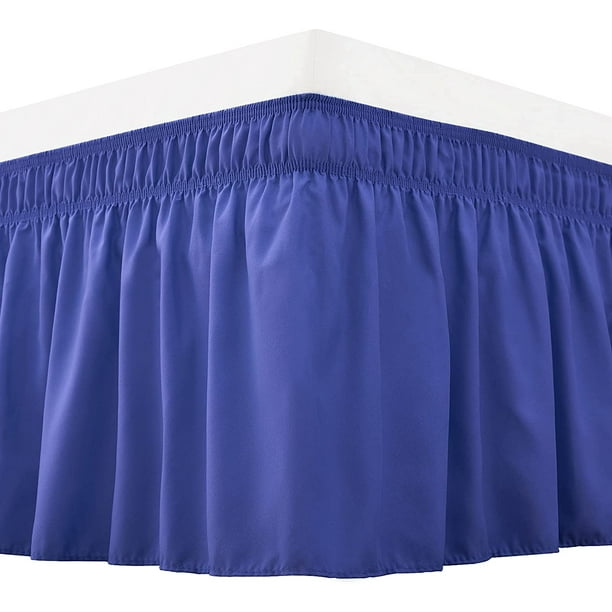 Wrap Around Bed Skirts 30" Drop, Fully Elastic Dust Ruffle, Soft and ...